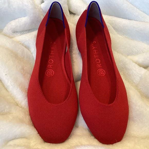 Rothy's | Shoes | Rothys The Square Toe Ballet Flats Bright Red Textile ...